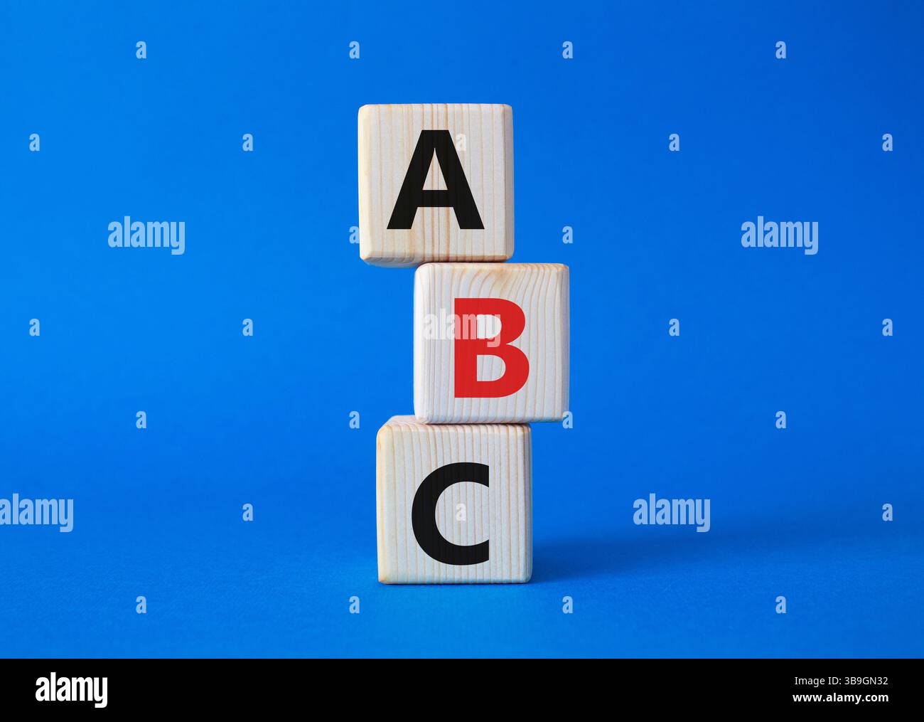 ABC symbol. Concept word ABC on wooden blocks. Beautiful blue ...