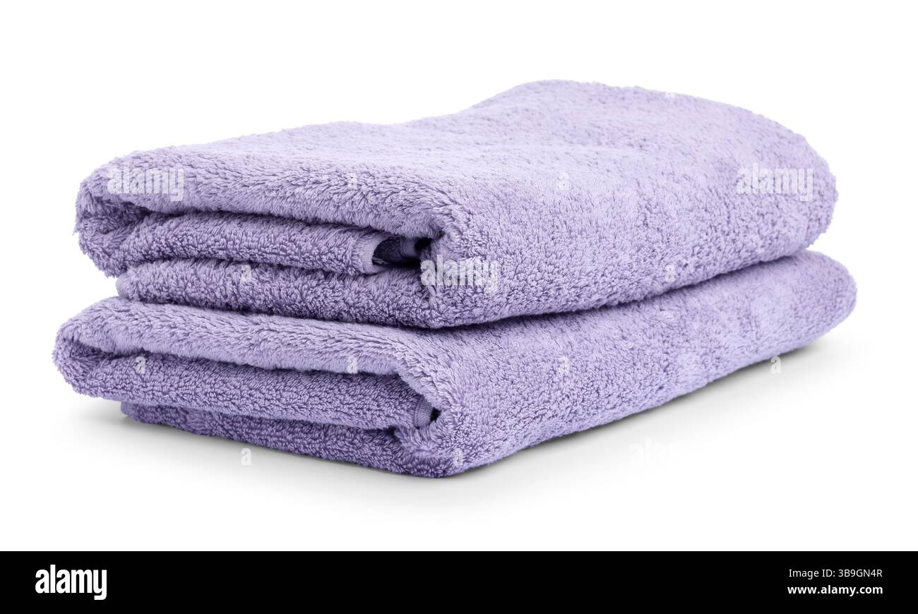 Stack of clean towels isolated on white Stock Photo - Alamy