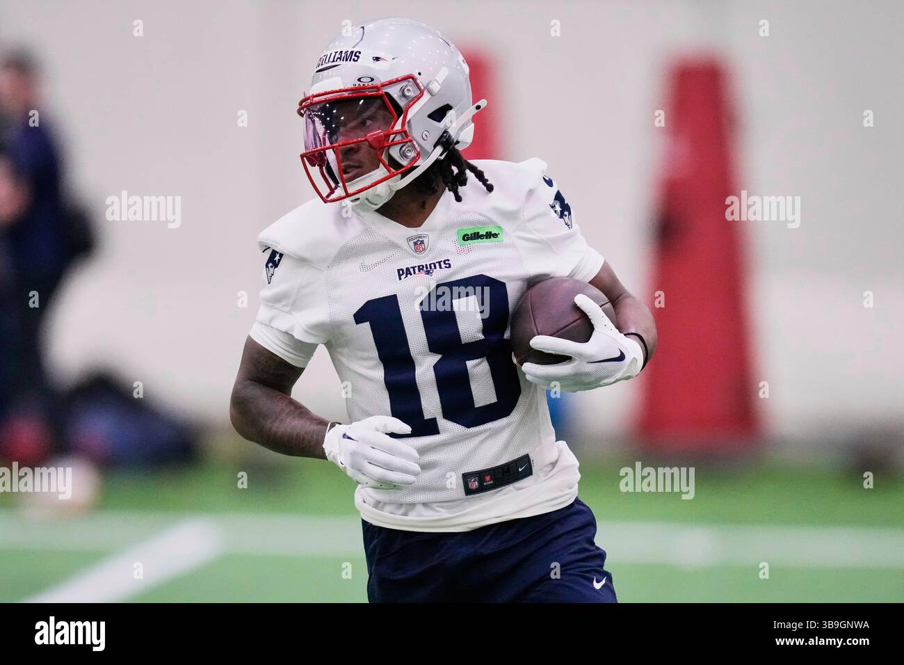 New England Patriots wide receiver Kyle Williams runs a drill during ...