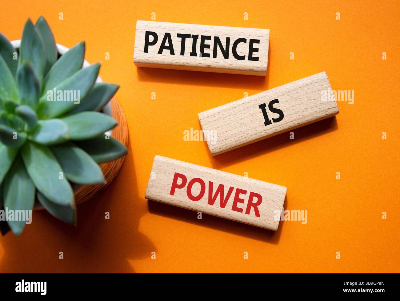 Patience is Power symbol. Concept words Patience is Power on wooden ...
