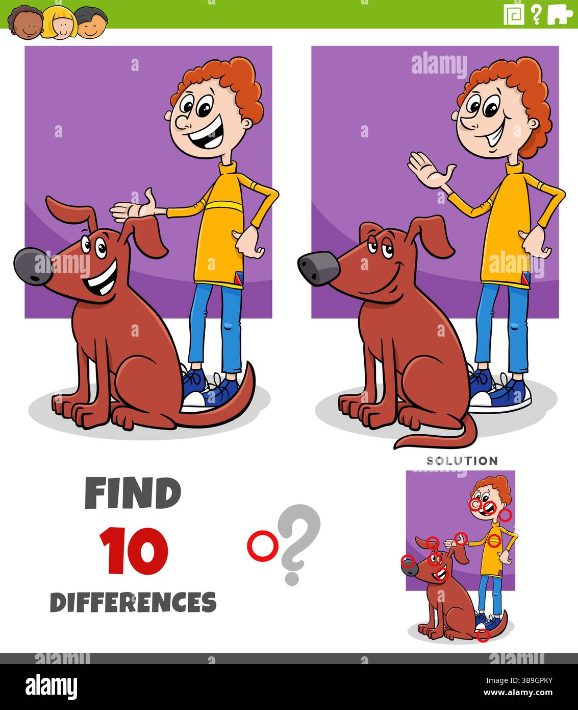 Cartoon illustration of finding the differences between pictures ...