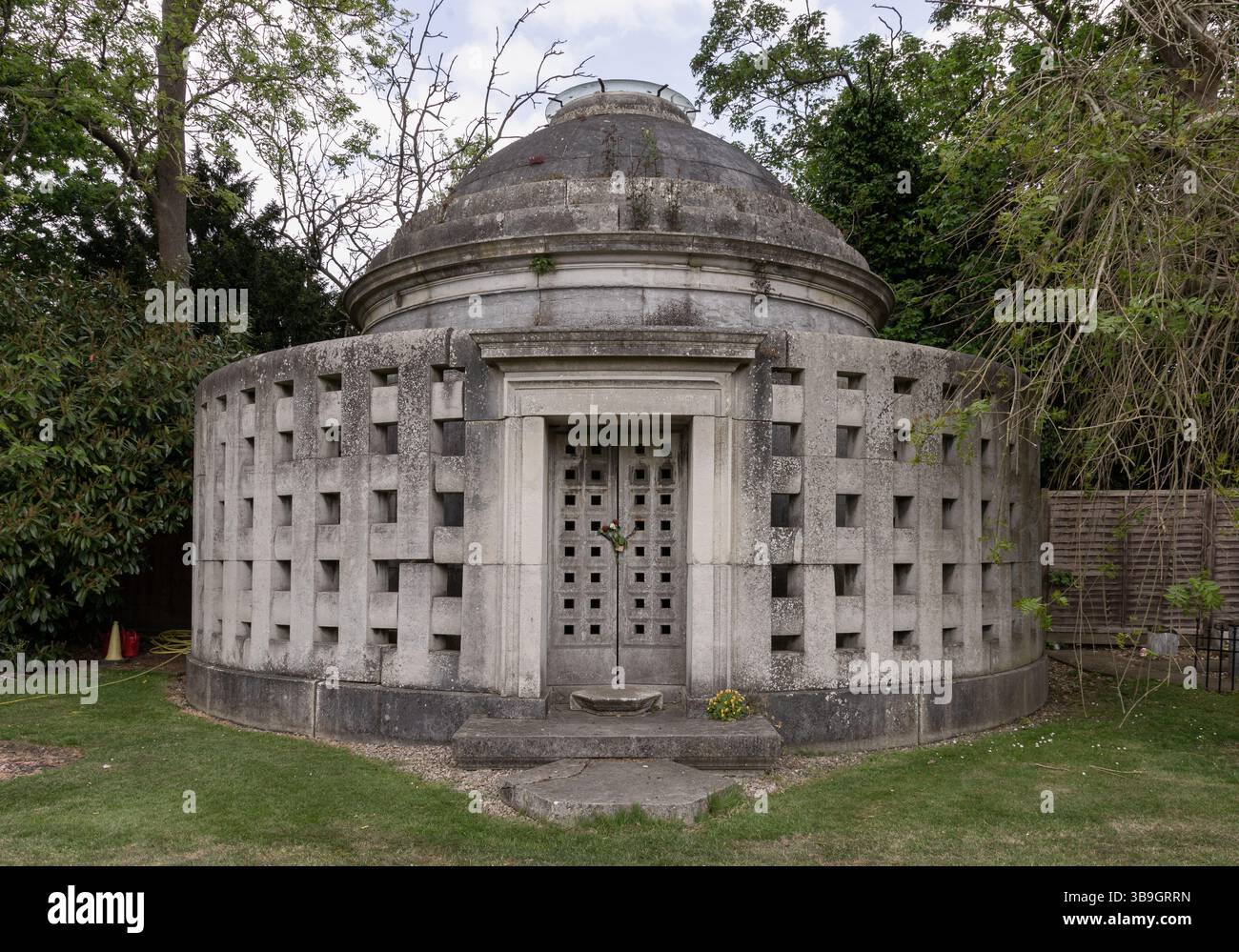 London, UK - May 08, 2025 - The doors are of stone with massive hinges ...