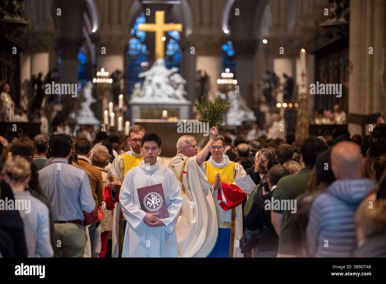 Archbishop of Paris Laurent Ulrich performs a solemn mass for Pope Leon ...
