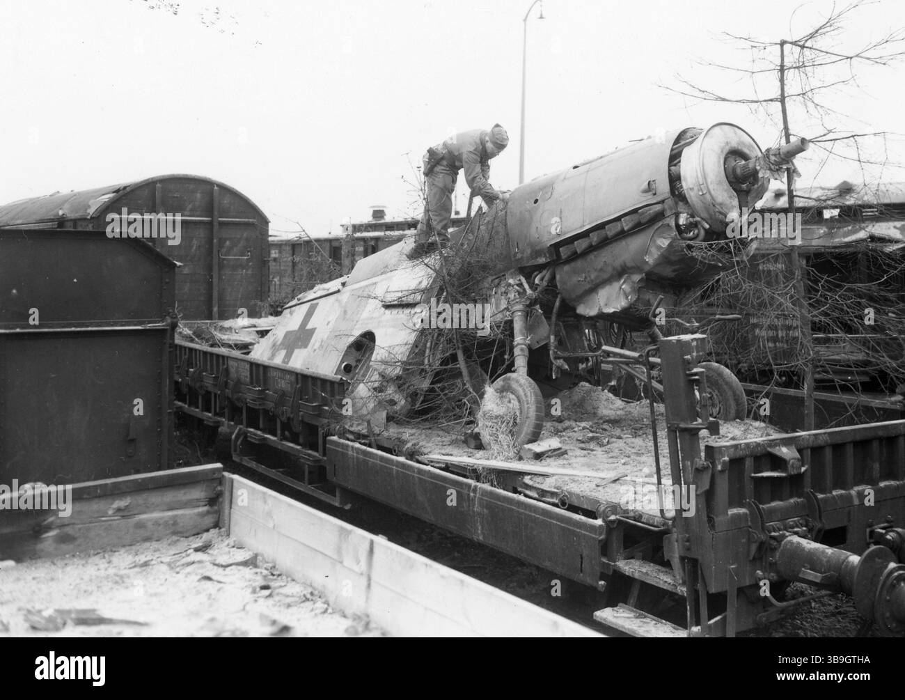 Damaged railyards in Nuremberg, Germany, after a bombing raid by the ...