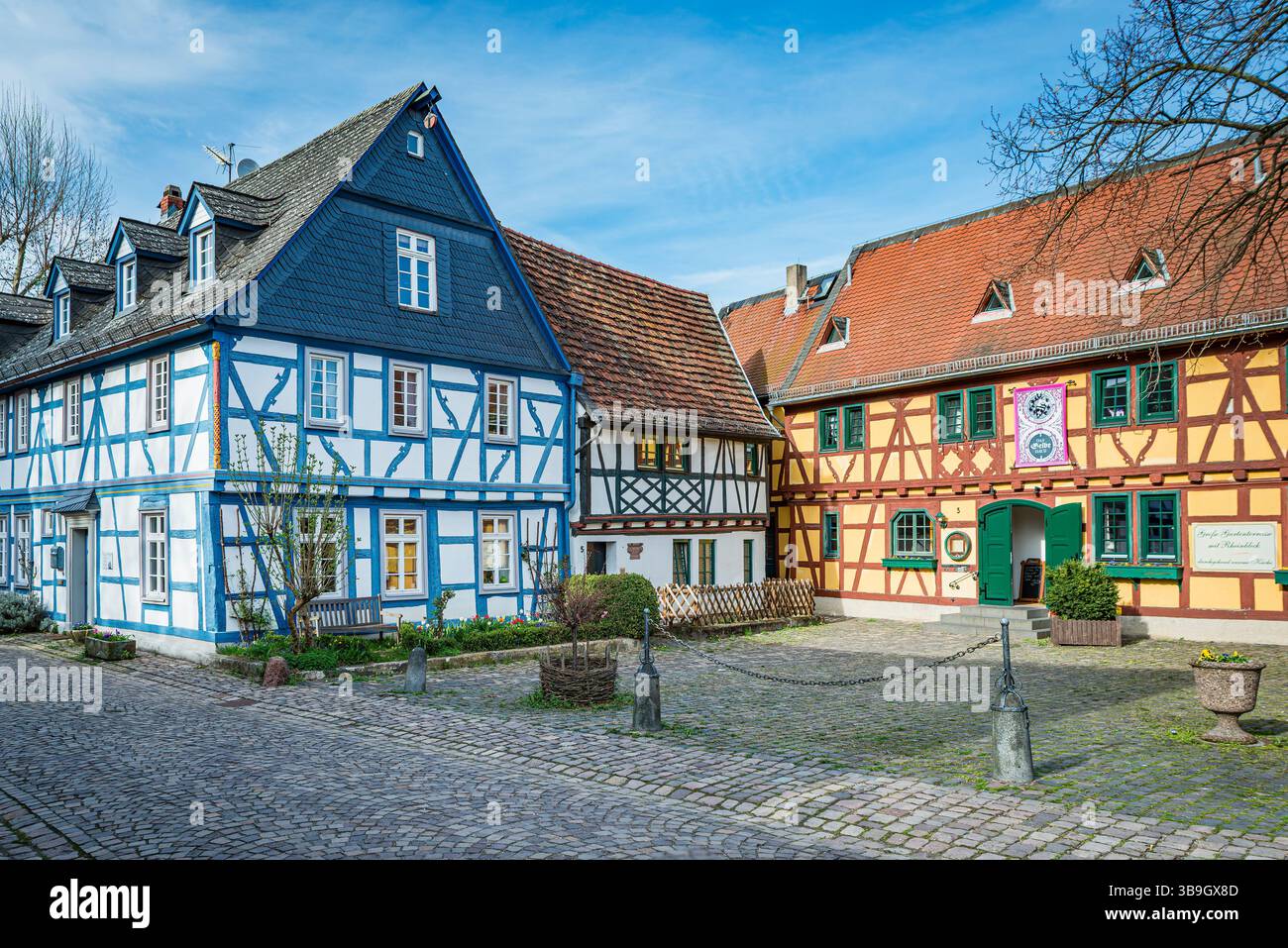 Yellow House in Eltville, the town of roses and Gutenberg in the ...