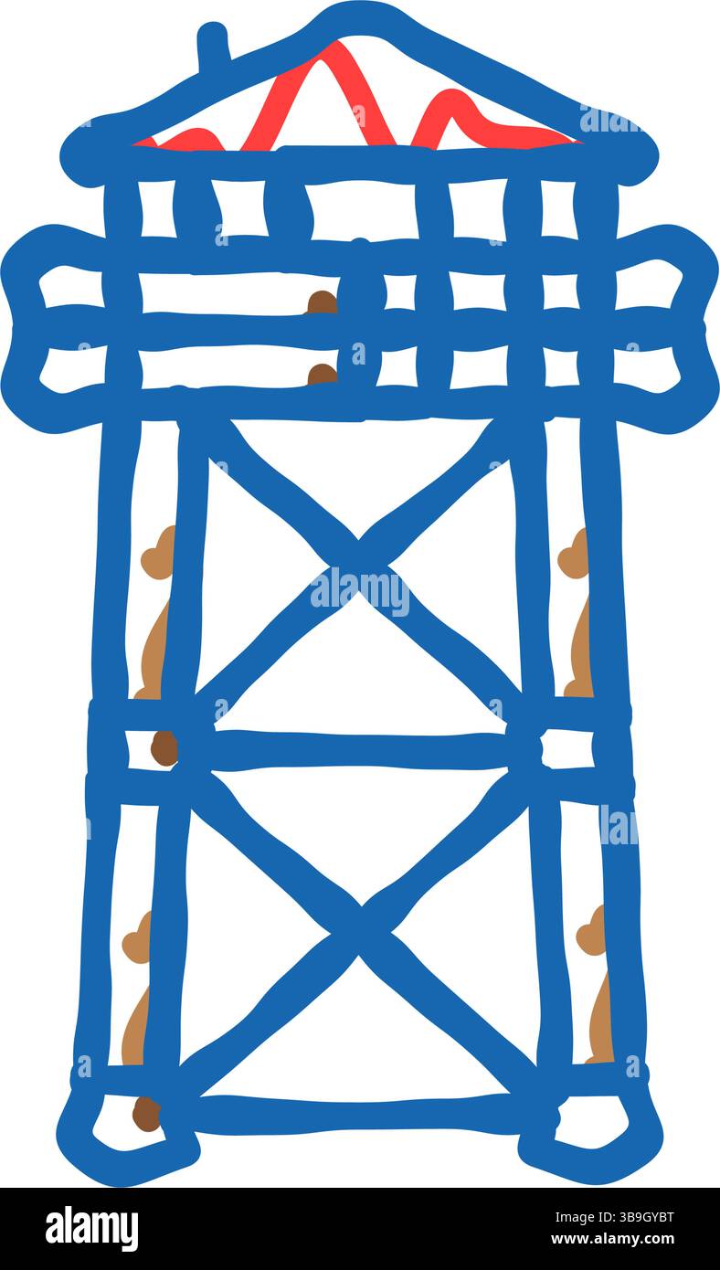 firewatch tower wildfire disaster icon doodle illustration Stock Vector ...