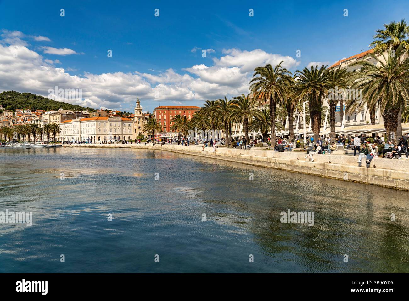 Riva Promenade and St. Francis Church in Split, Croatia, Europe Stock ...