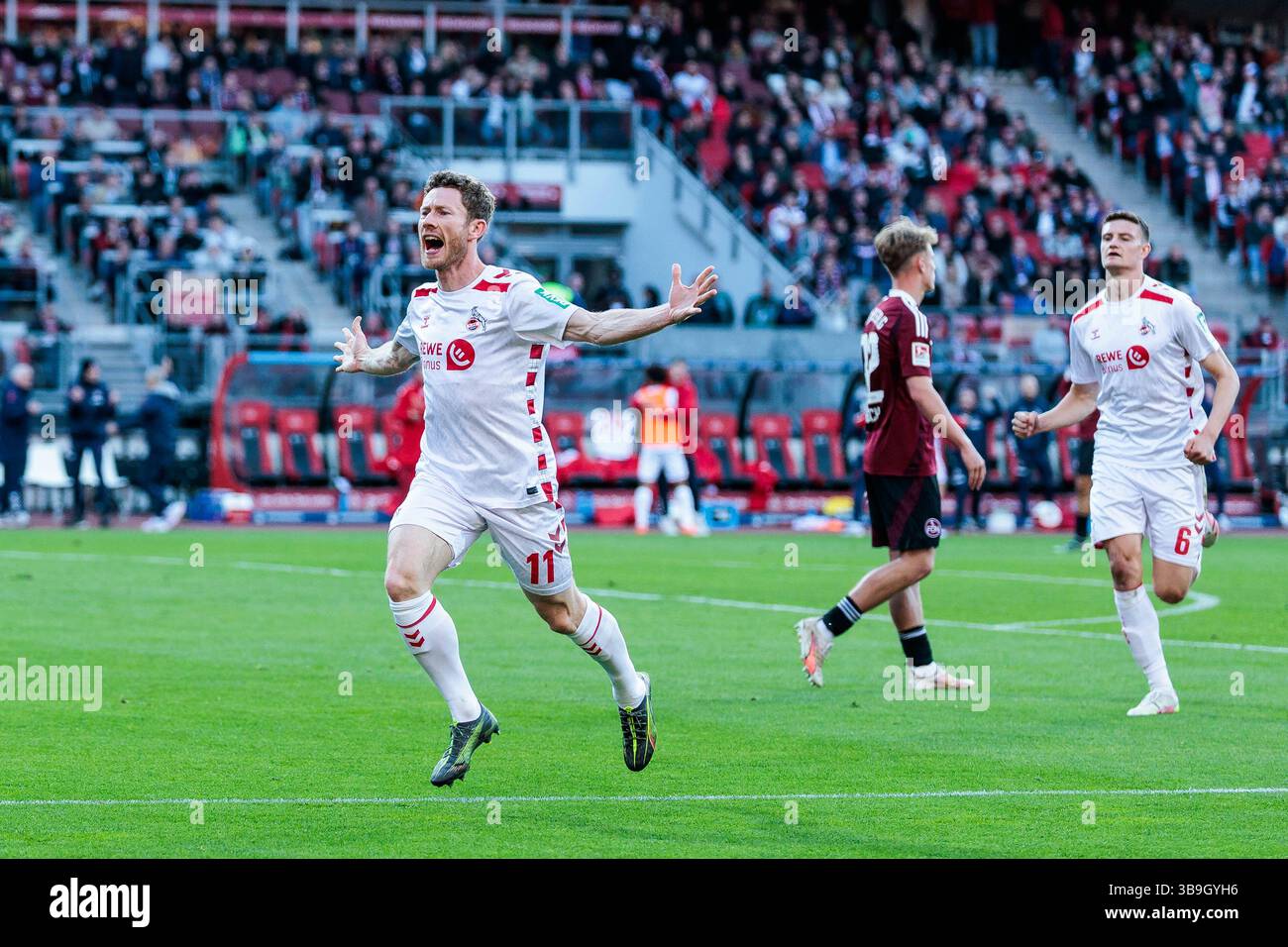 Jubel zum 1:1 durch Florian Kainz (1. FC K?ln, 11) 2. Fu?ball Bundesliga, 1. FC N?rnberg - 1. FC ...