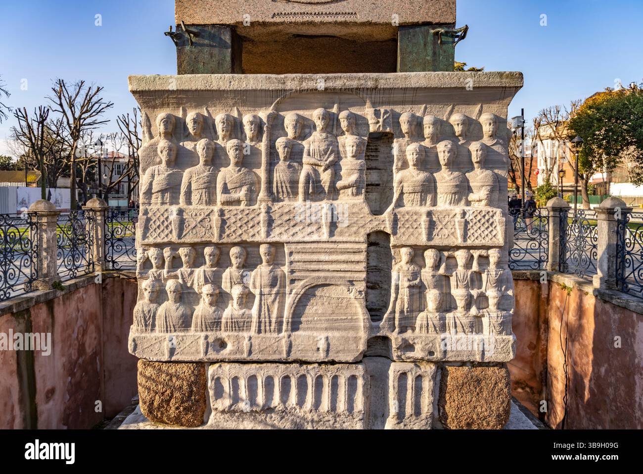 Marble base of the ancient Egyptian Obelisk of Theodosius or Obelisk of ...