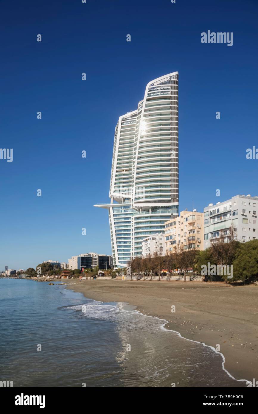 Cyprus, Limassol (Lemesos), Beach and Modern High-rise Buildings and ...