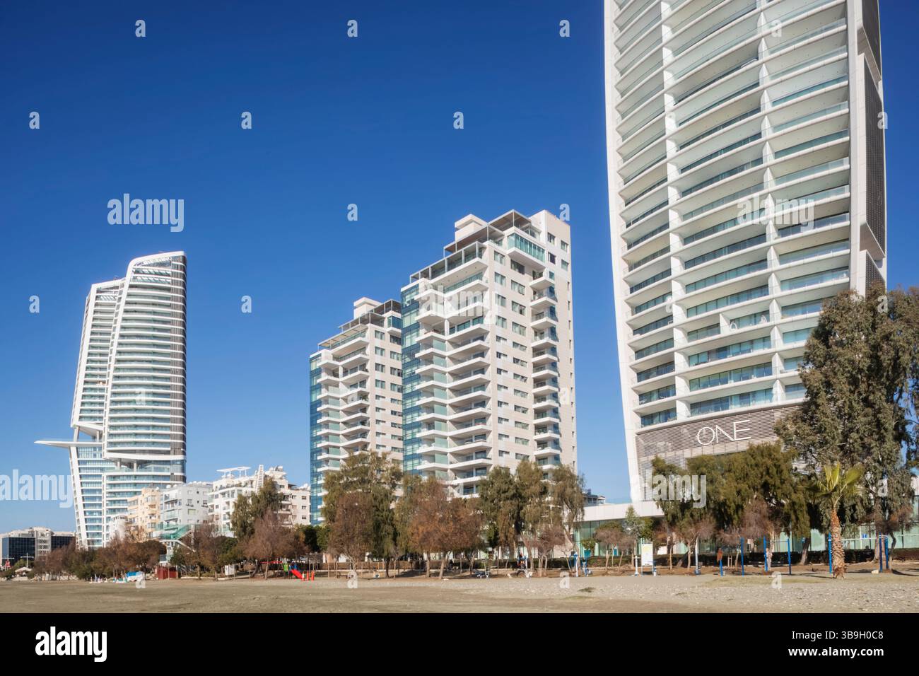 Cyprus, Limassol (Lemesos), Beach and Modern High-rise Buildings Stock ...