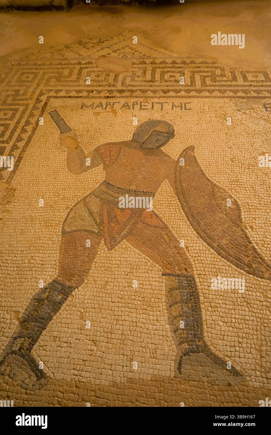 Mosaic depicting a gladiator margarites dated 3rd century ad hi-res ...