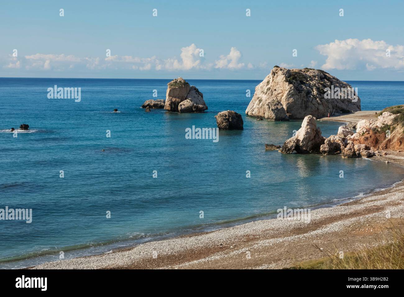 Cyprus, Paphos, Petra Tou Romiou Beach, Aphrodite's Rock Stock Photo ...
