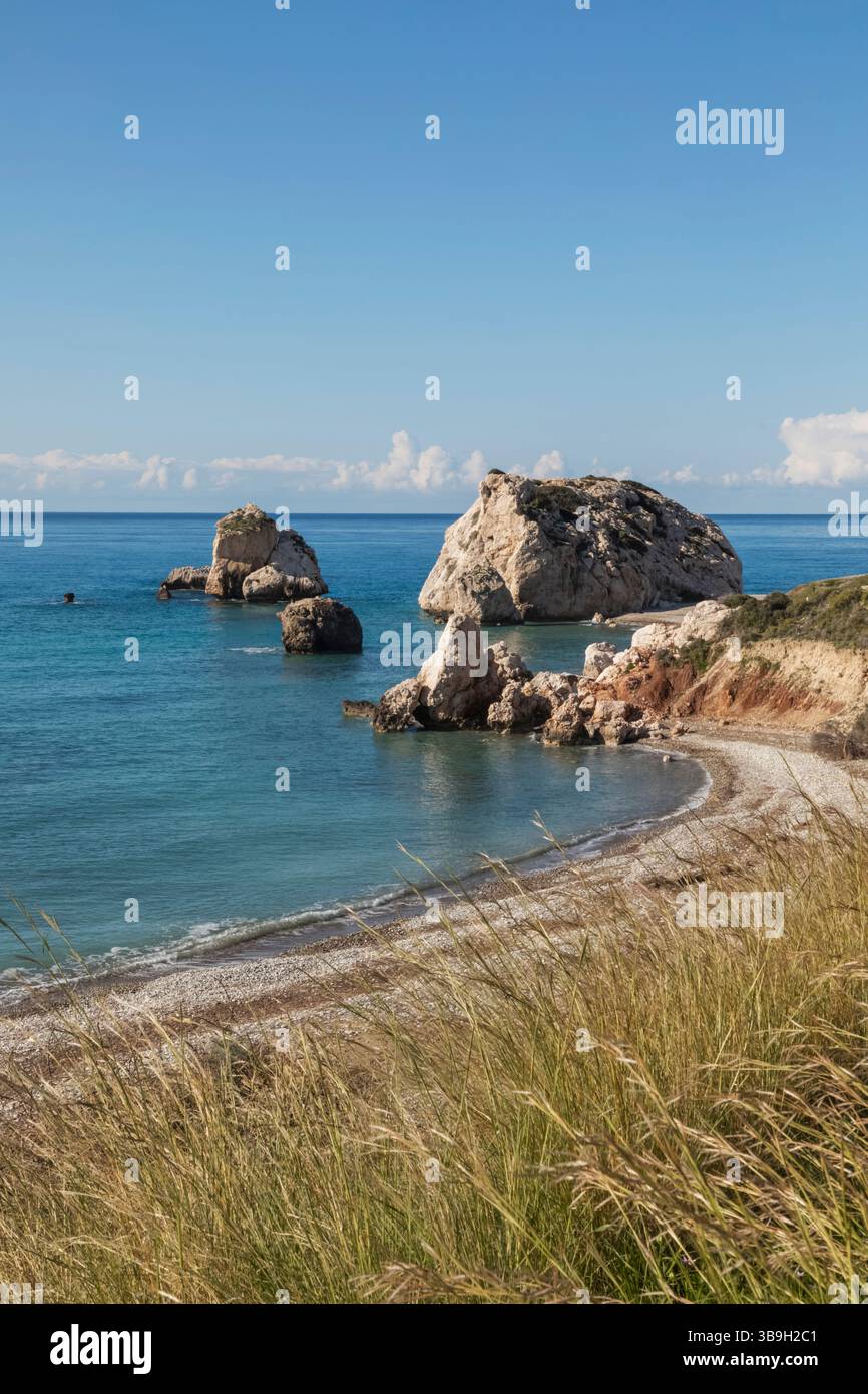 Cyprus, Paphos, Petra Tou Romiou Beach, Aphrodite's Rock Stock Photo ...