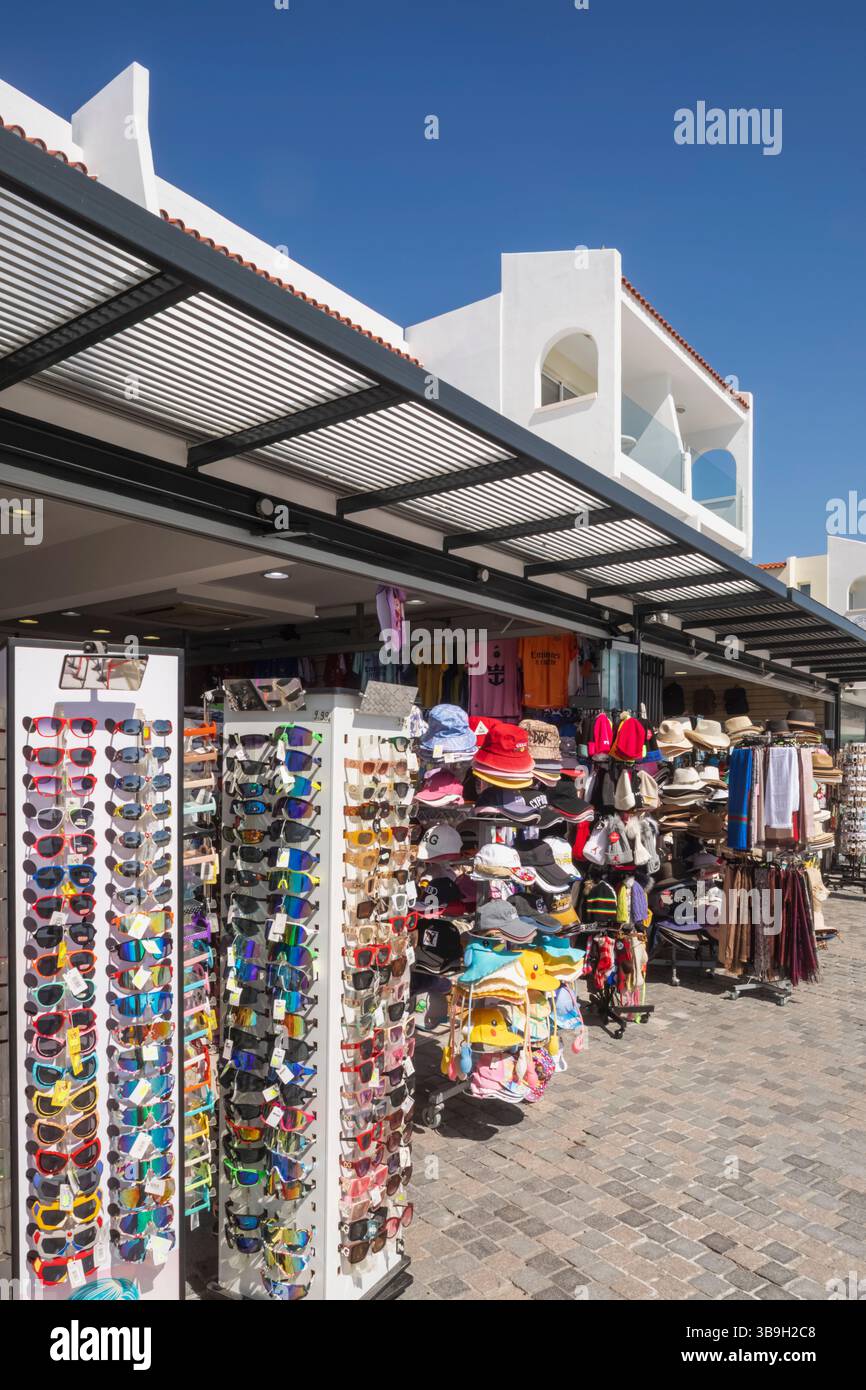 Cyprus, Paphos, Souvenir Shop display of Colourful Sunglasses and Hats ...