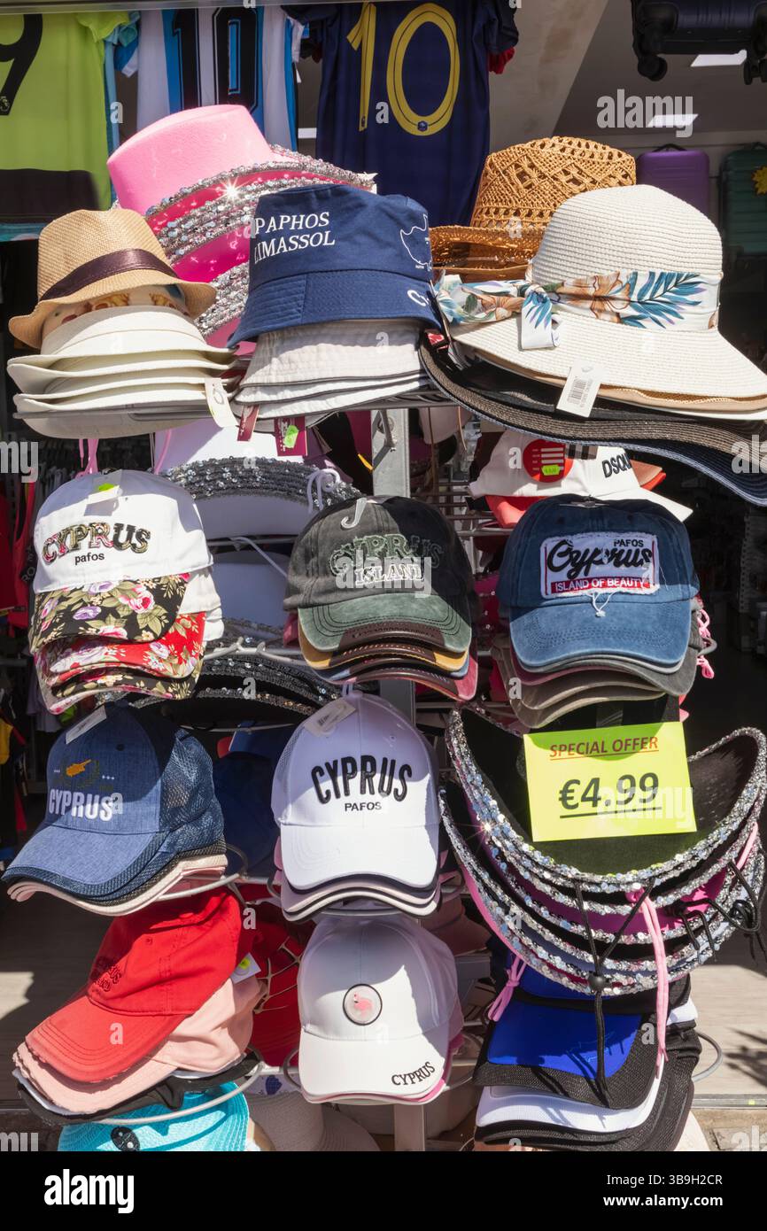 Souvenir shop display of typical colourful cypriot hats and caps hi-res stock photography and ...