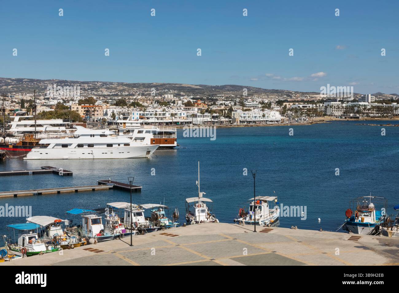 Cyprus, Paphos, Paphos Harbour and Town Skyline Stock Photo - Alamy