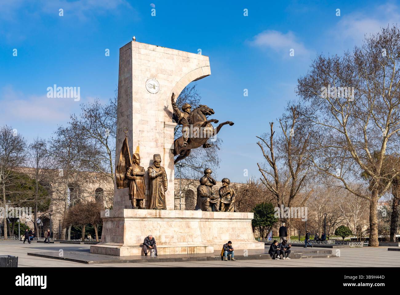 Fatih Memorial Park with equestrian statue of Sultan Mehmed II in Fatih ...