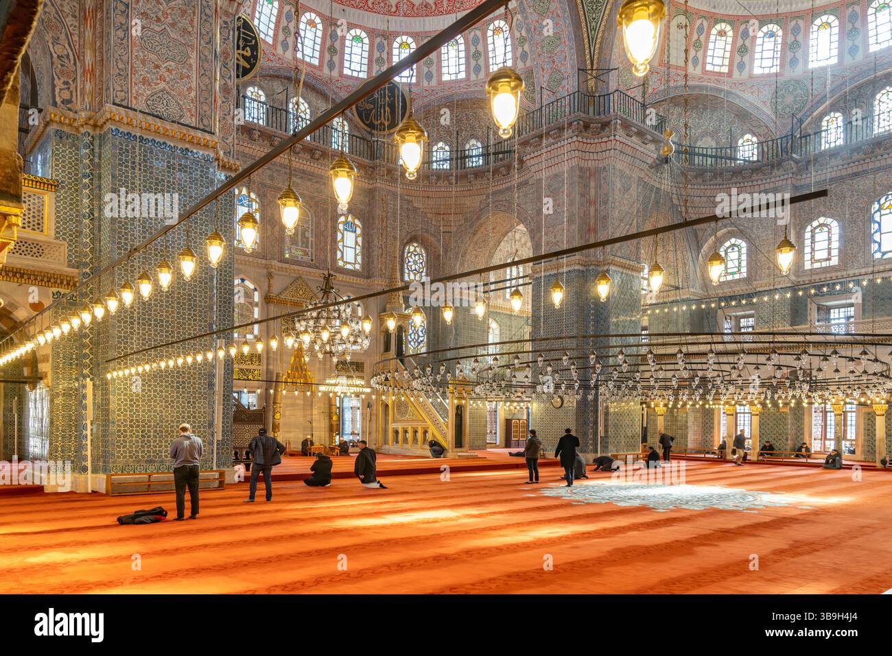 Interior of the New Mosque Yeni Camii in Istanbul, Türkiye Stock Photo ...