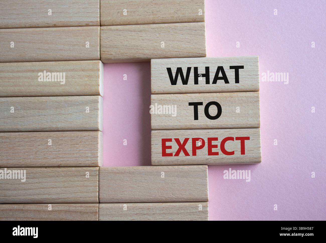 What to Expect symbol. Concept words What to Expect on wooden blocks ...