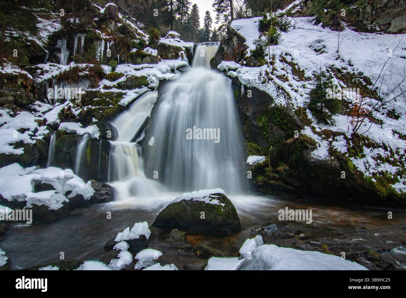 Triberg waterfalls in winter, Germany's highest waterfalls in Triberg ...