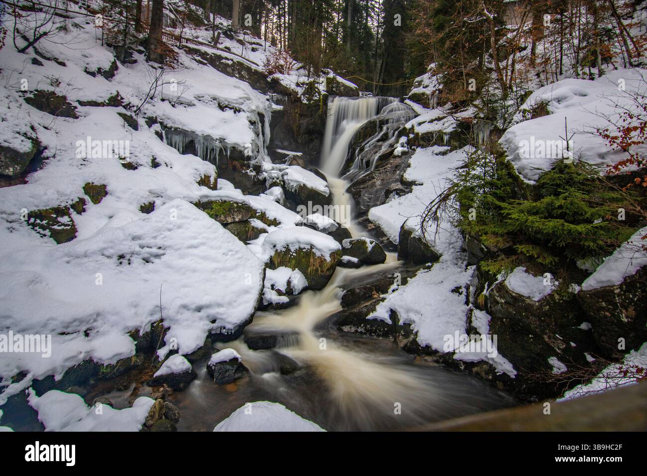 Triberg waterfalls in winter, Germany's highest waterfalls in Triberg ...