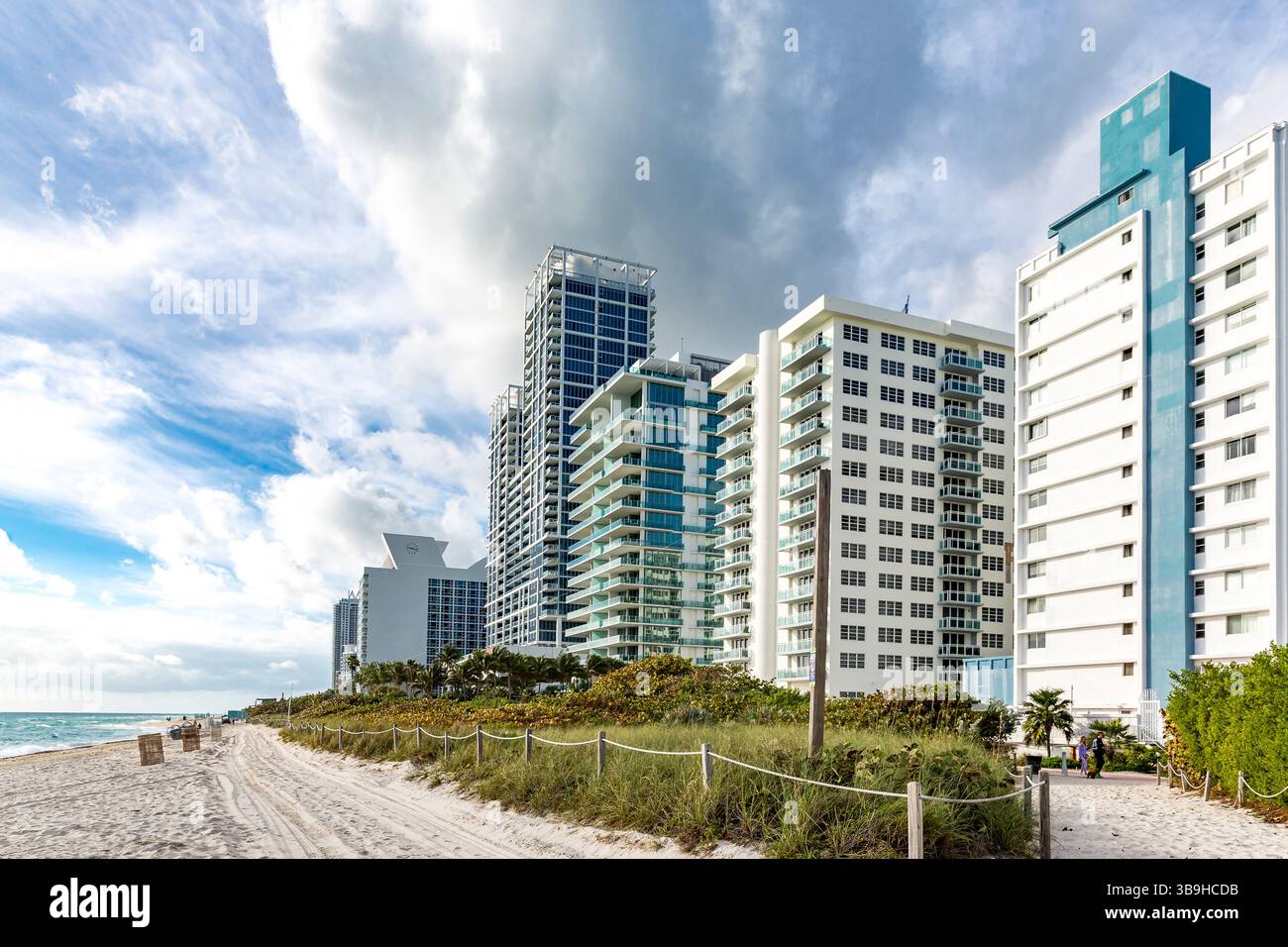 Promenade, skyscrapers, North Beach, Miami Beach, Florida, USA, North ...