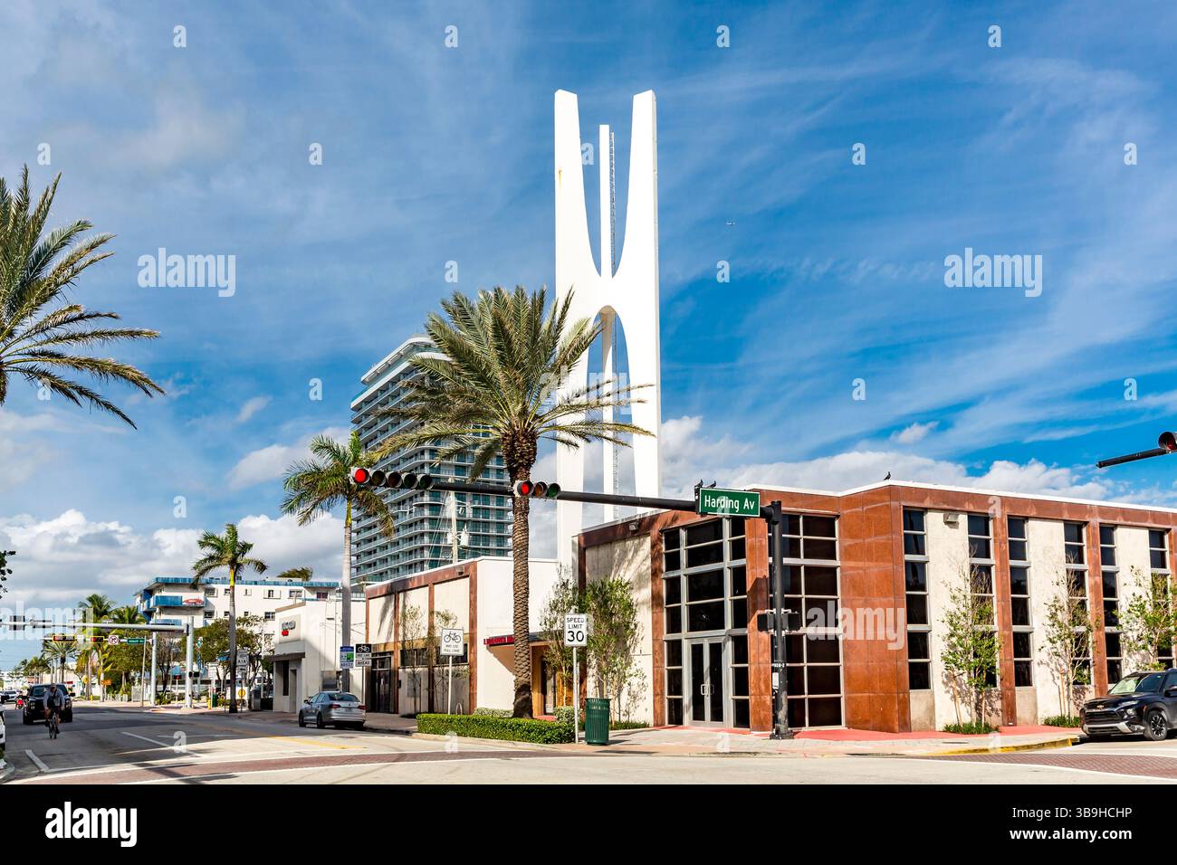 Harding Avenue, street in Miami Beach North, Florida, USA, North ...