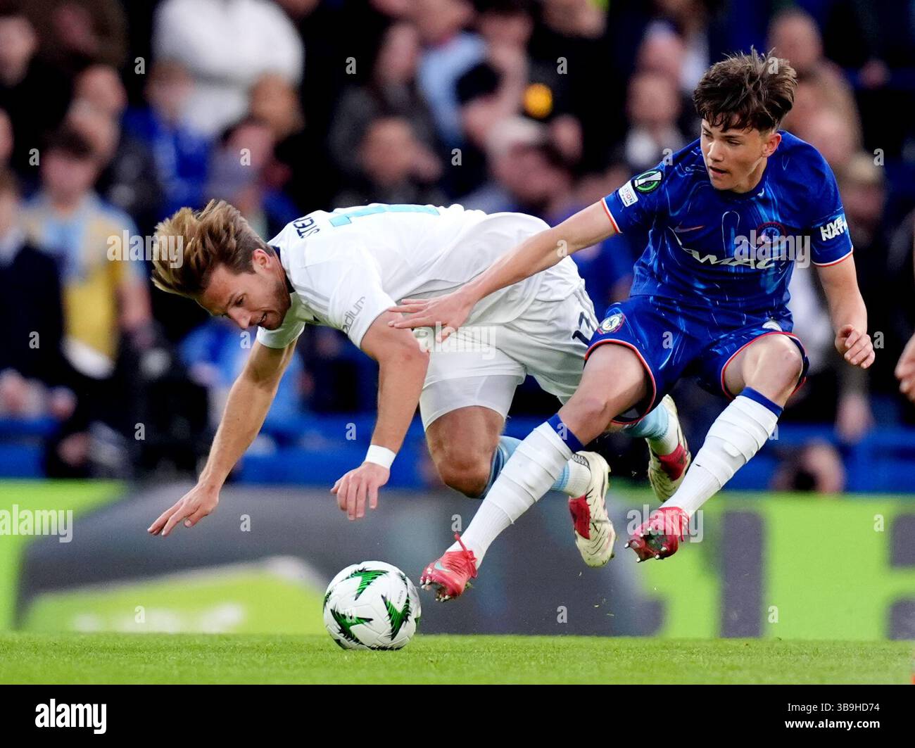 Chelsea's Reggie Walsh (centre) and Djurgarden's Daniel Stensson during ...