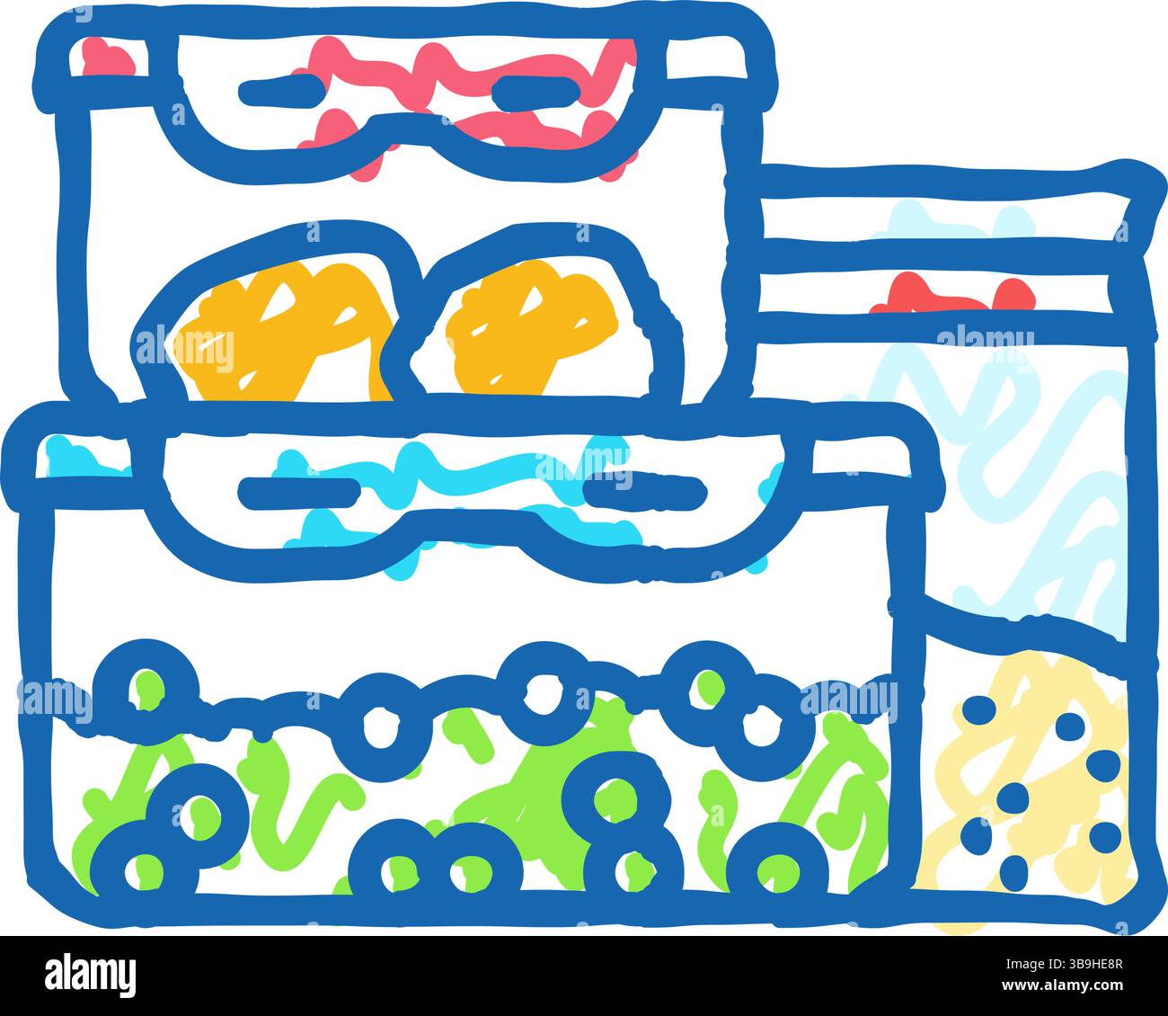 proper food storage food safety icon doodle illustration Stock Vector ...