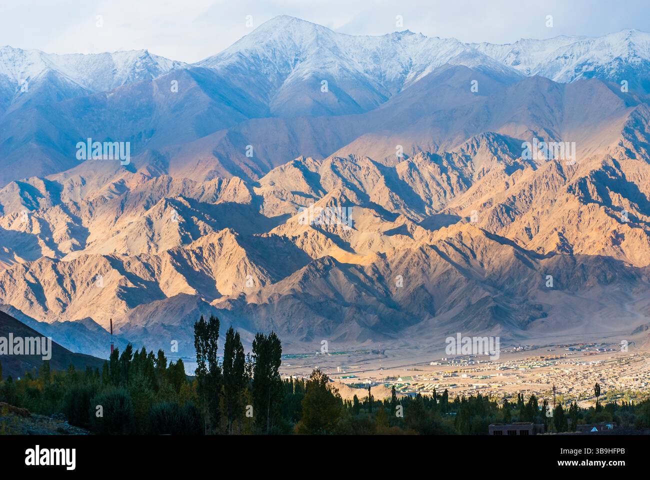 View on the way down from Stokla pass (4900) to the village of Stok ...