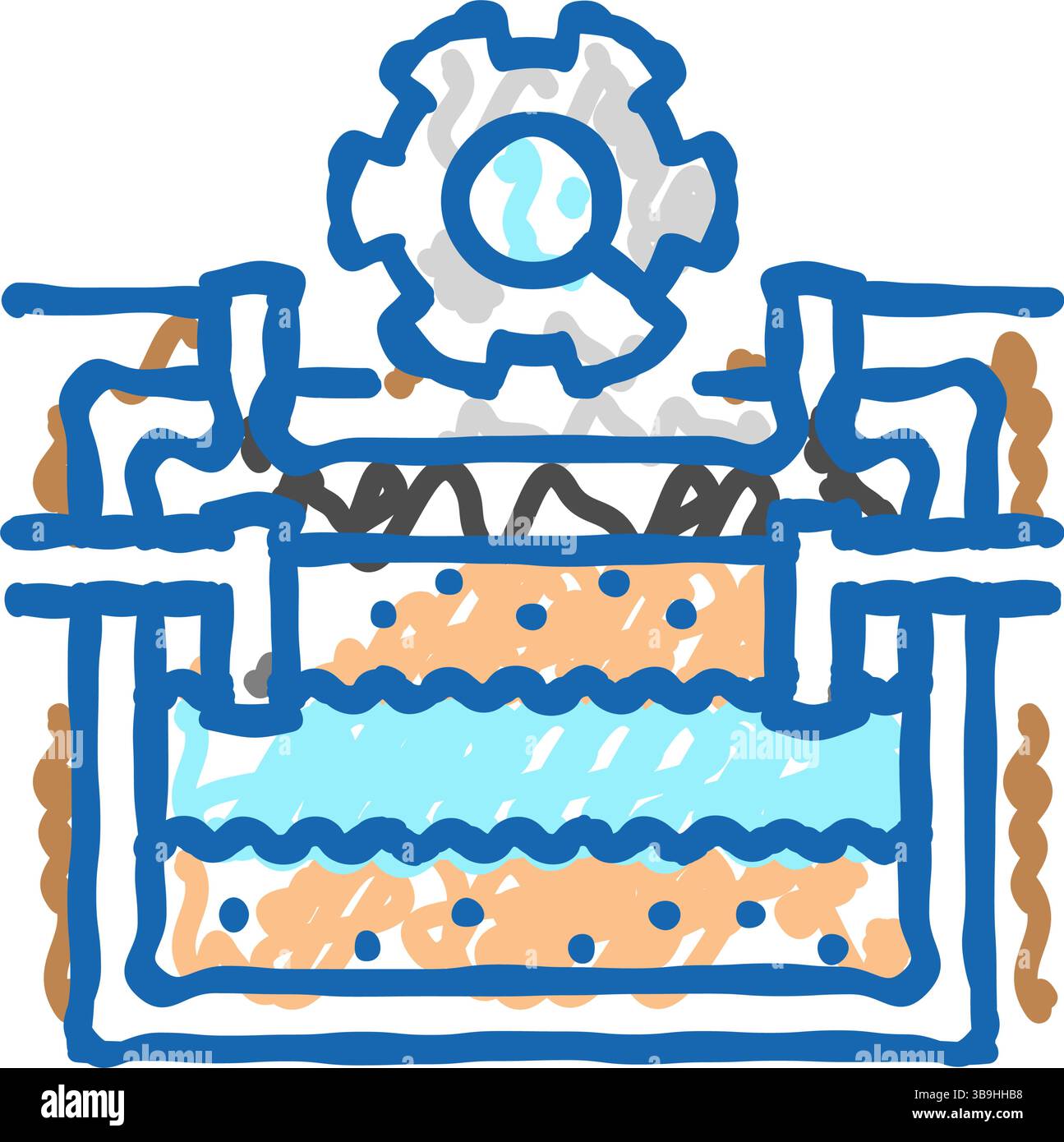 septic tank inspection home maintenance icon doodle illustration Stock ...