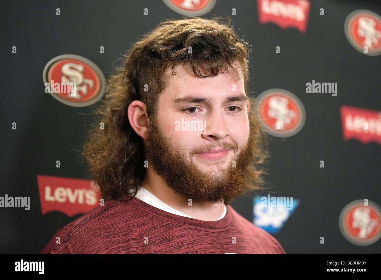 San Francisco 49ers offensive lineman Connor Colby speaks to the media ...