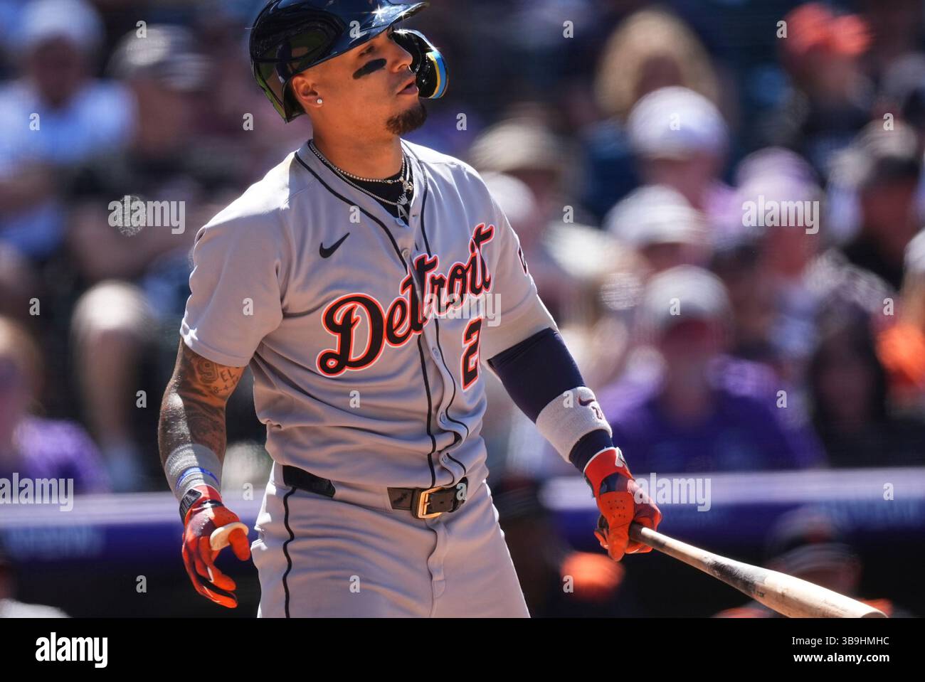Detroit Tigers third base Javier Báez (28) during the ninth inning in ...
