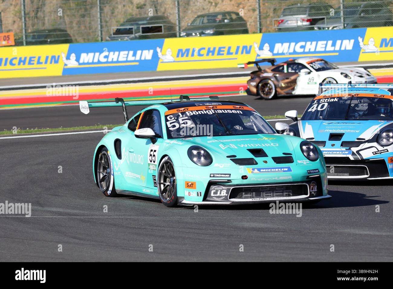 Stavelot, Belgien. 09th May, 2025. Stavelot, Belgien 08. - 10. Mai 2025: Porsche Sixt Carrera ...
