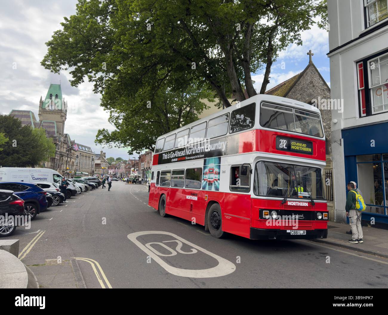 Winchester Hampshire England UK.05.05.2025. An old red and white double ...