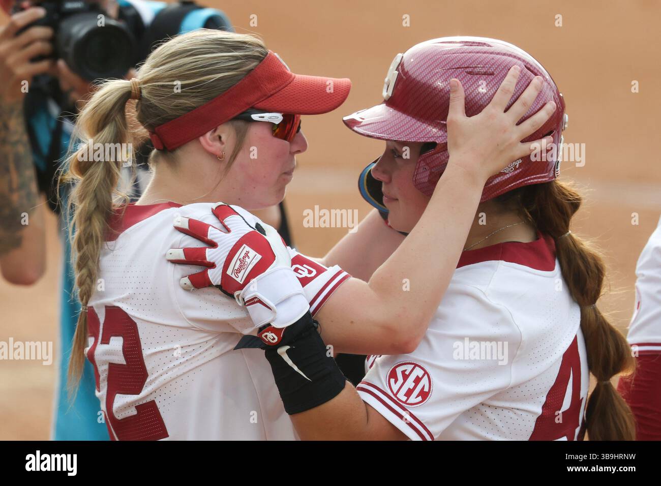ATHENS, GA - MAY 09: Oklahoma infielder Gabbie Garcia (42) and Oklahoma infielder Kadey Lee ...