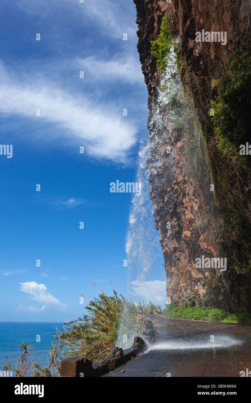 The unique Anjos Waterfall (Cascata dos Anjos), that cascades over the ...