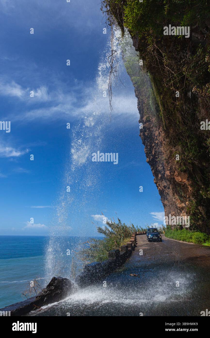The unique Anjos Waterfall (Cascata dos Anjos), that cascades over the ...