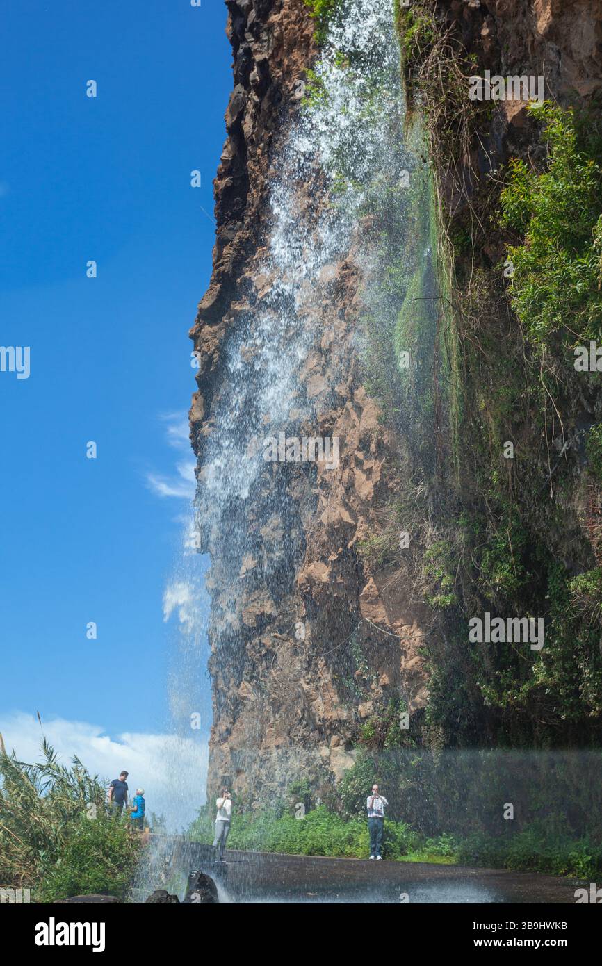 The unique Anjos Waterfall (Cascata dos Anjos), that cascades over the ...