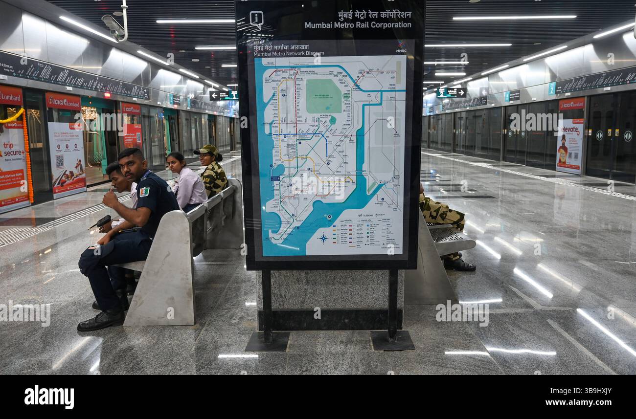 MUMBAI, INDIA - MAY 9: View of Metro station at Bandra-Kurla Complex ...