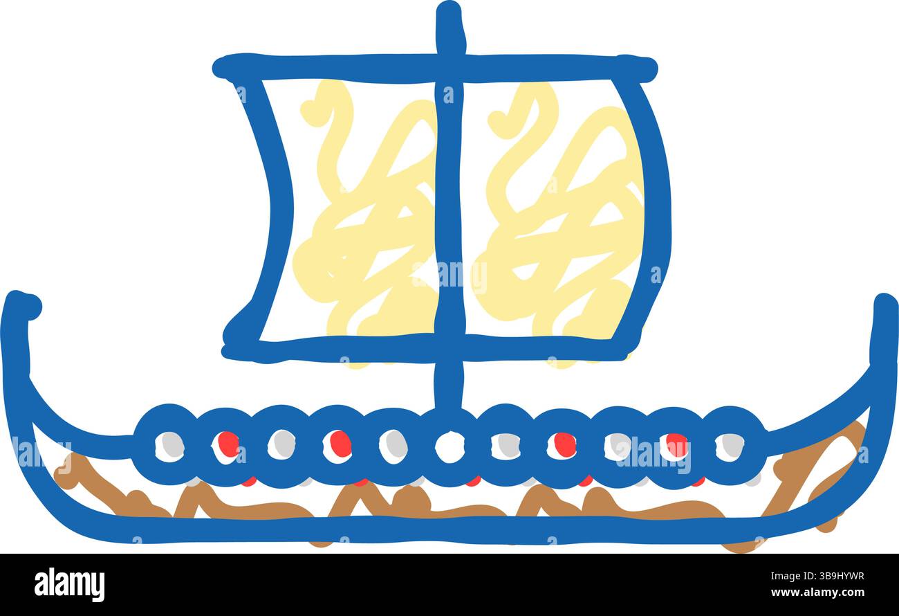 longship ancient ship icon doodle illustration Stock Vector Image & Art ...