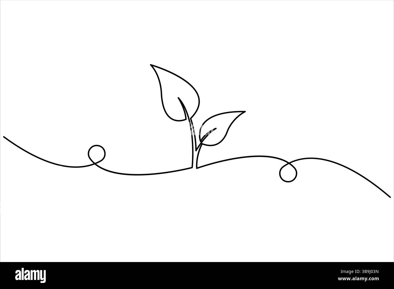 Growth plant in one continuous Line drawing. Sprout with leaves vector ...