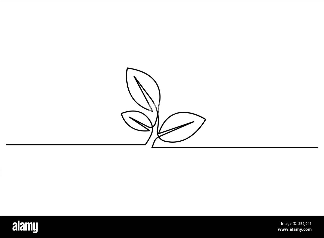 Growth plant in one continuous Line drawing. Sprout with leaves vector ...