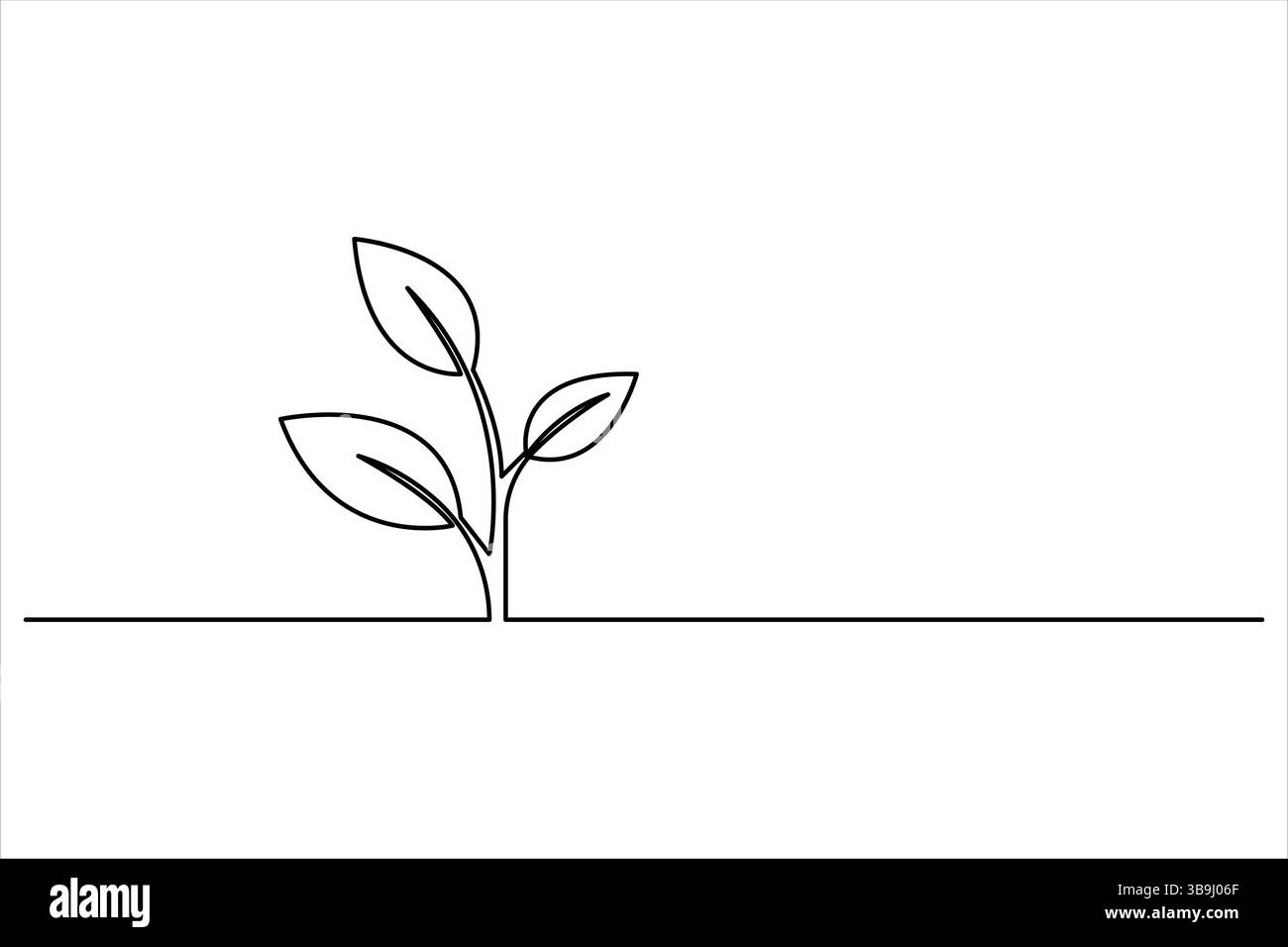 Growth plant in one continuous Line drawing. Sprout with leaves vector ...