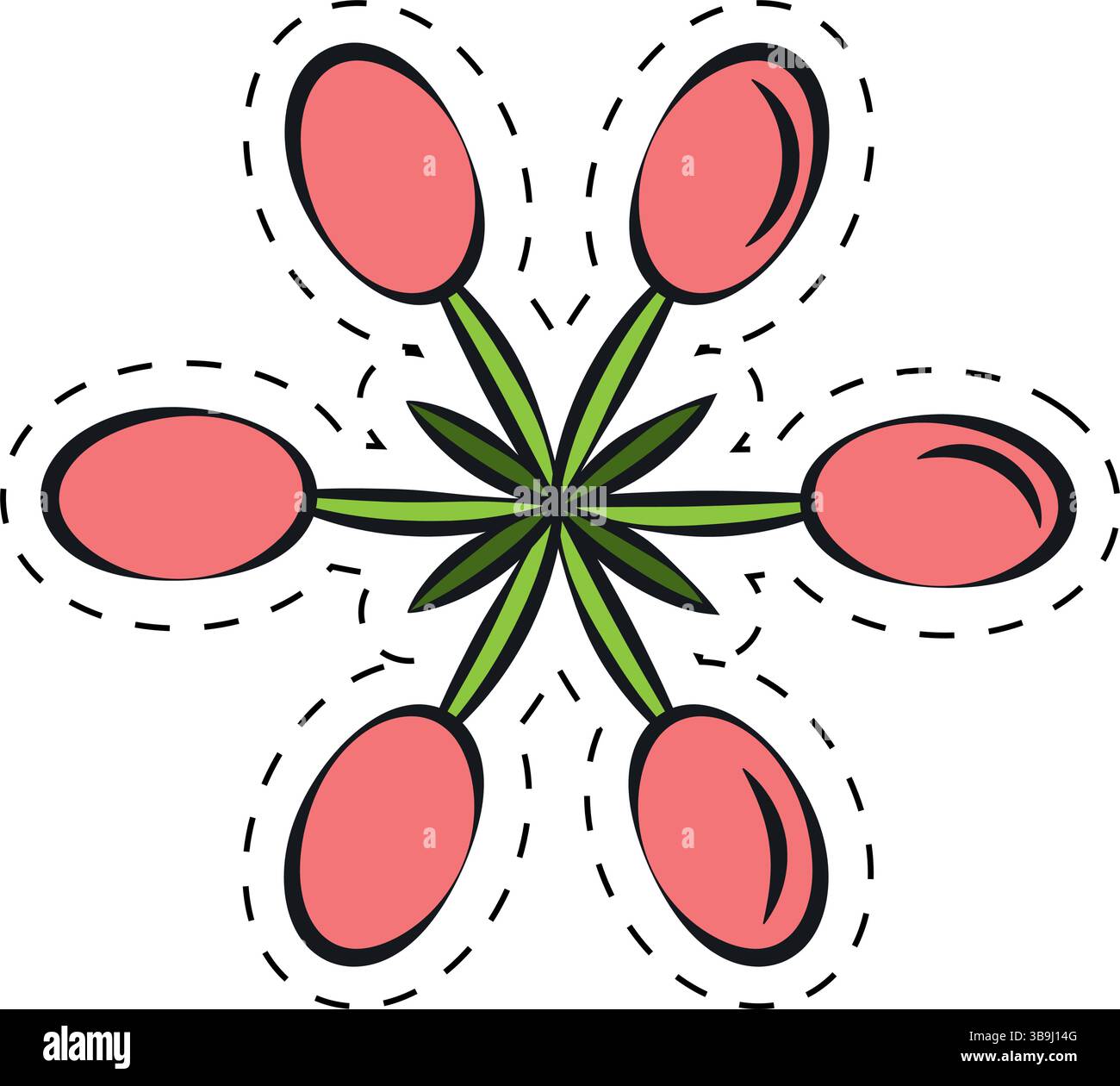 Cartoon colored flower with petals. Vector illustration Stock Vector ...