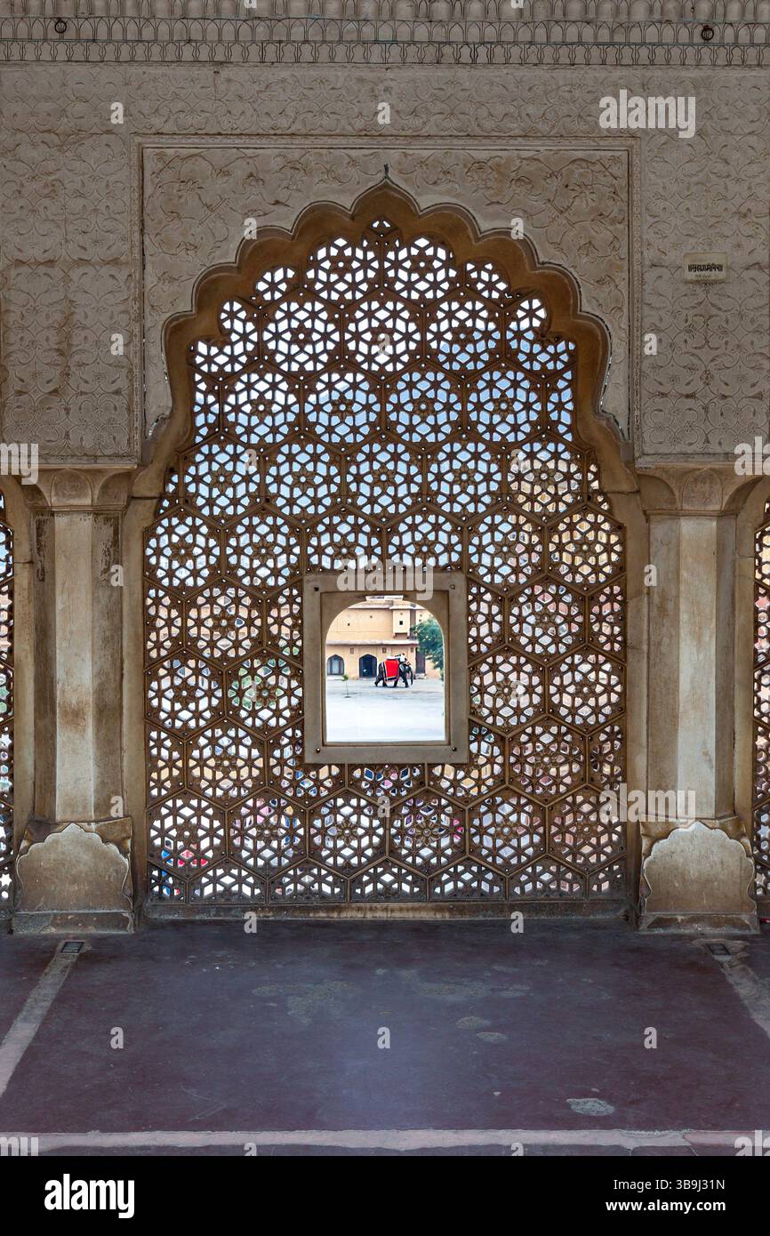 Suhag Mandir, with Jali latticed marble screens, Amber Palace, Amer ...