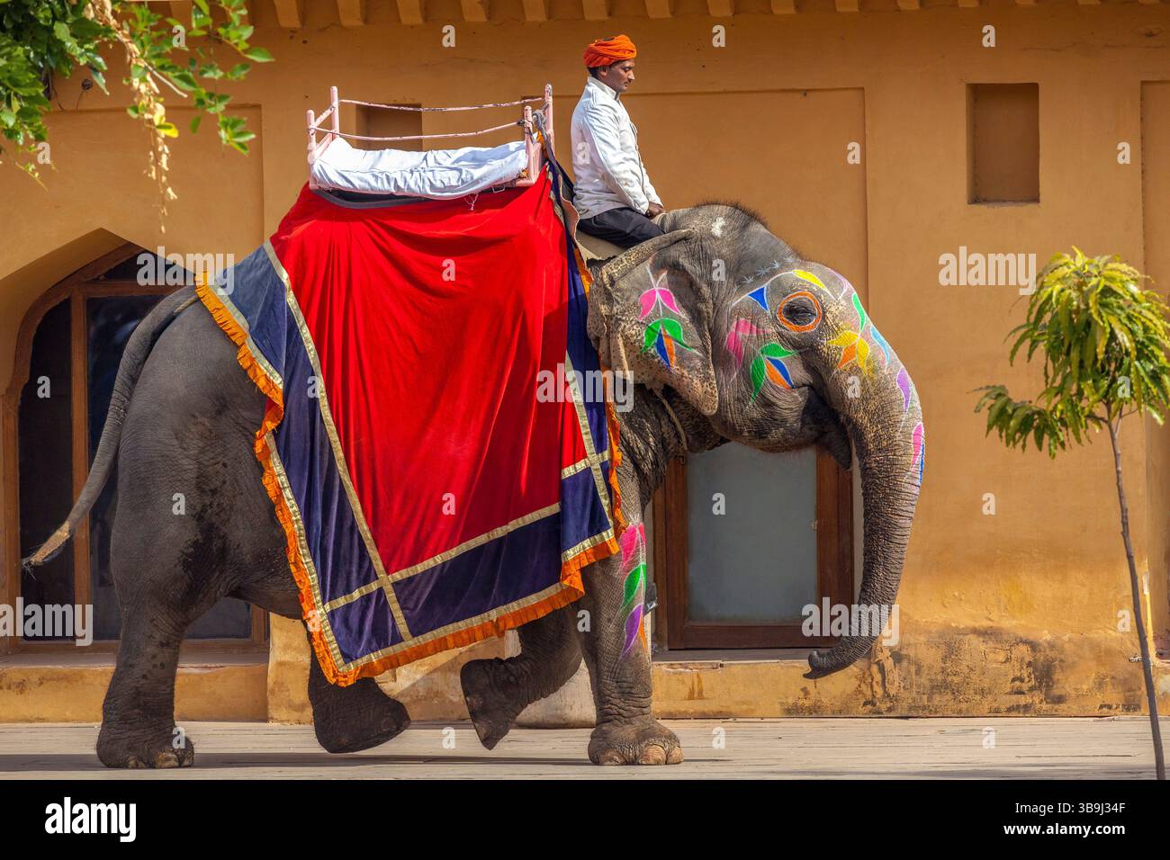 Painted elephant, Amber Fort, Amer Stock Photo - Alamy