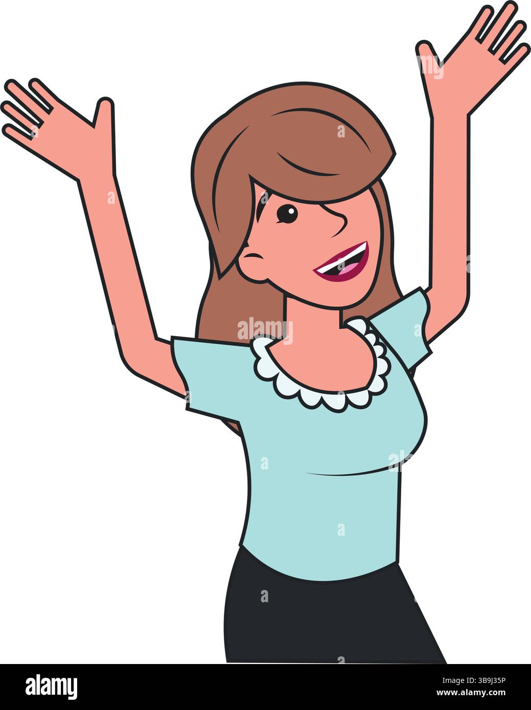 Happy girl raising hands. Vector illustration Stock Vector Image & Art ...