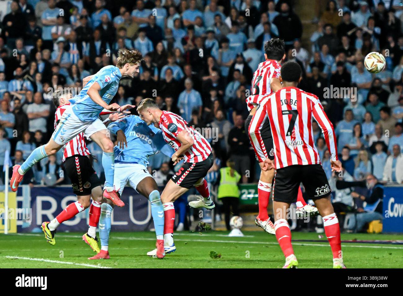 Jack Rudoni (5 Coventry City) heads in first goal during the Sky Bet ...